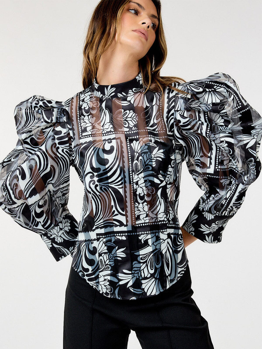 WOMEN'S LONG PUFF SLEEVE MULTI PRINT BLOUSE – Wholesalefashiontrends.com