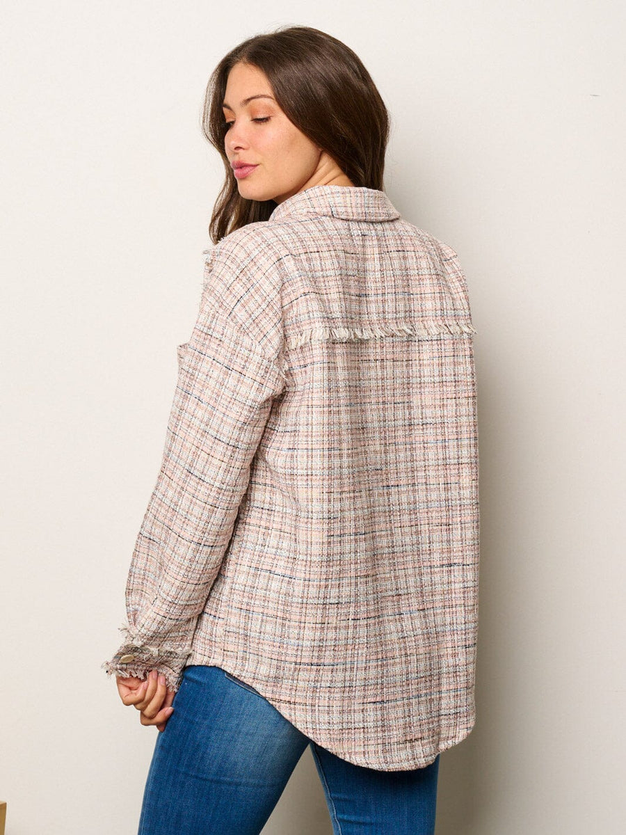 WOMEN'S LONG SLEEVE BUTTTON UP FRONT POCKETS MULTI OVERSIZED TOP ...