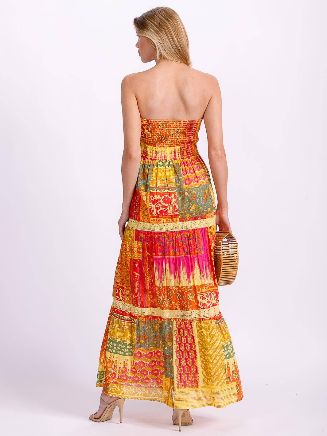 WOMEN'S SLEEVELESS SMOCK TIERED COLORBLOCK TUBE MAXI DRESS ...