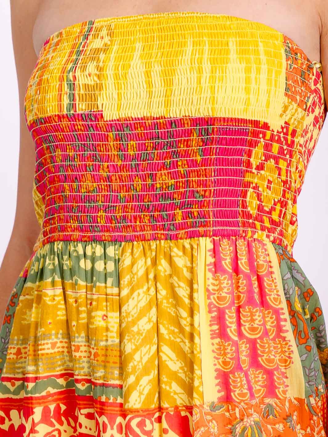 WOMEN'S SLEEVELESS SMOCK TIERED COLORBLOCK TUBE MAXI DRESS ...