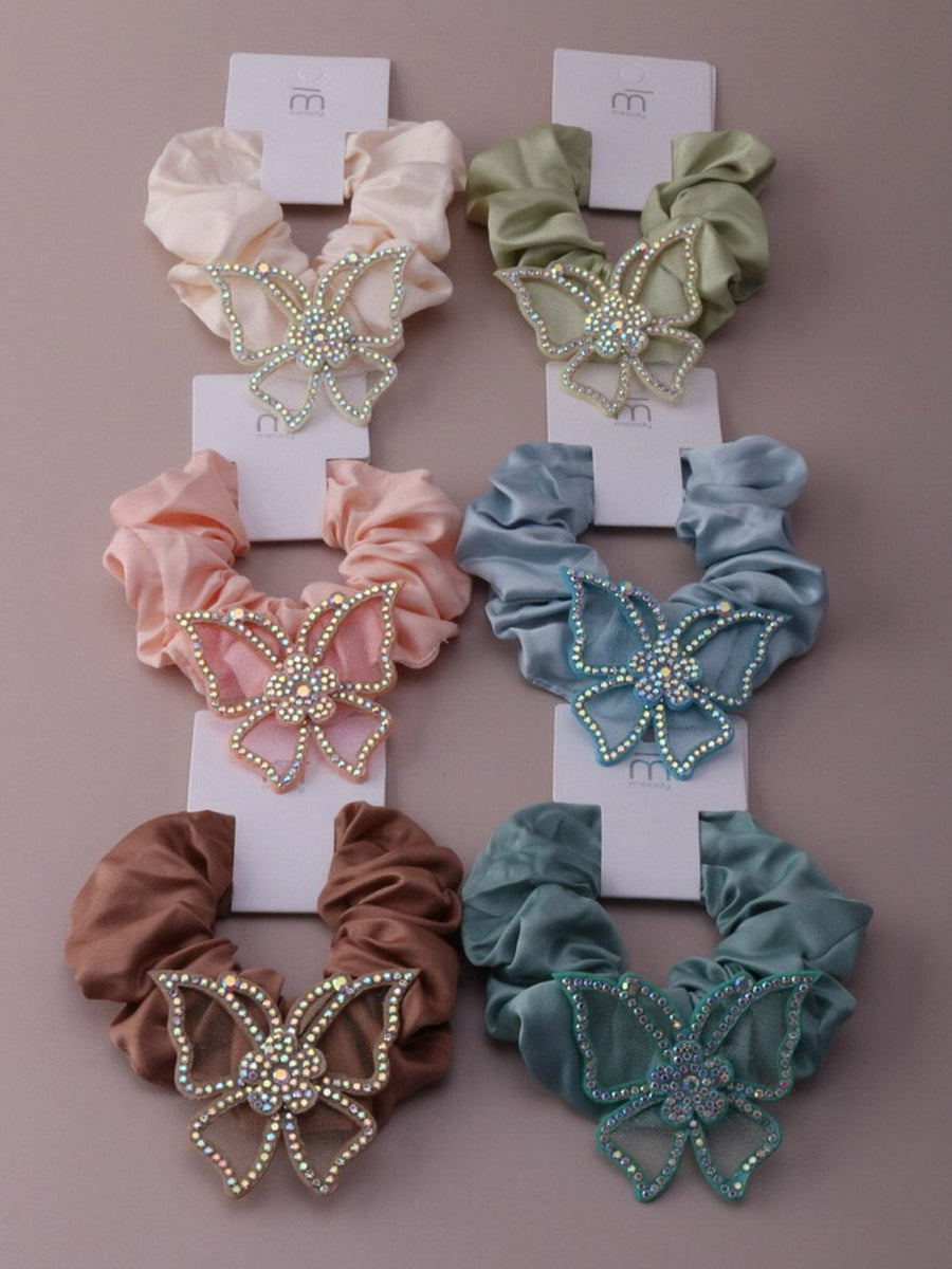 WOMEN'S ASSORTED COLORS BUTTERFLY HAIR SCRUNCHIES ...