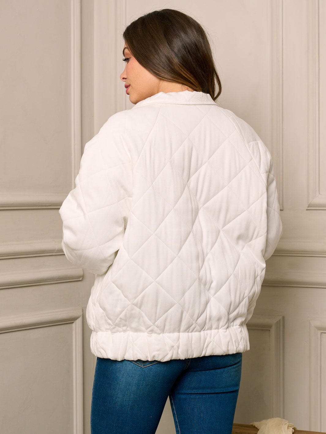 WOMEN'S LONG SLEEVE BUTTON & ZIPPER CLOSURE PUFFER JACKET ...
