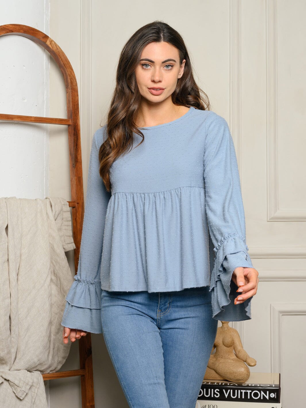 WOMEN'S LONG BELL RUFFLE SLEEVE KNIT TUNIC TOP – Wholesalefashiontrends.com