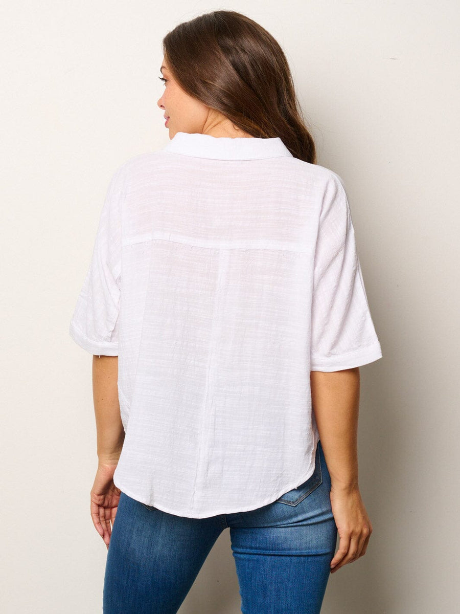 WOMEN'S SHORT SLEEVE BUTTON UP FRONT POCKET BLOUSE TOP ...