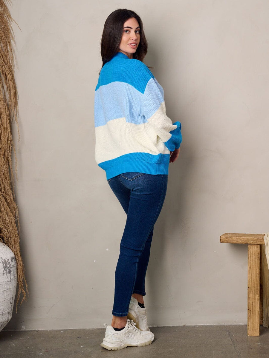 WOMEN'S LONG SLEEVE COLORBLOCK KNIT SWEATER – Wholesalefashiontrends.com