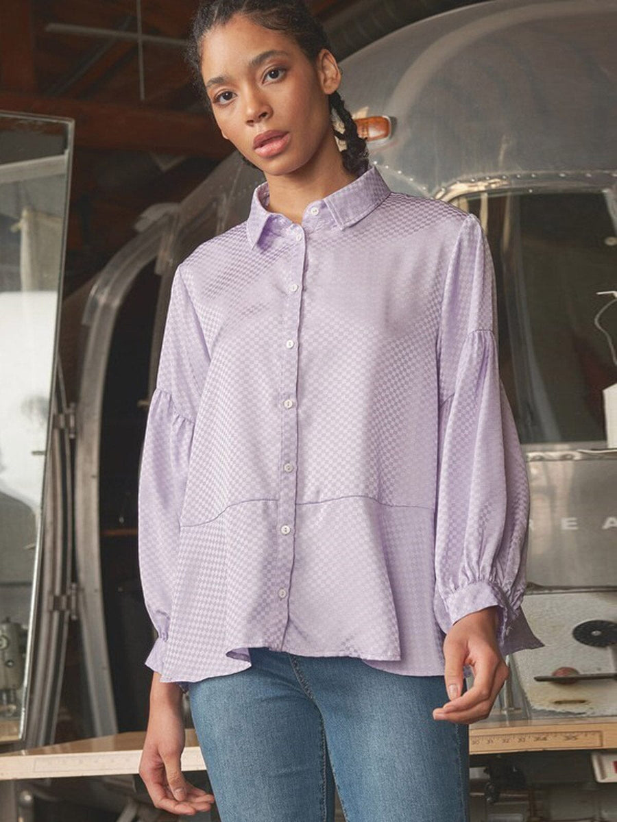 WOMEN'S LONG SLEEVE BUTTON UP DETAILED TIERED BLOUSE TOP ...