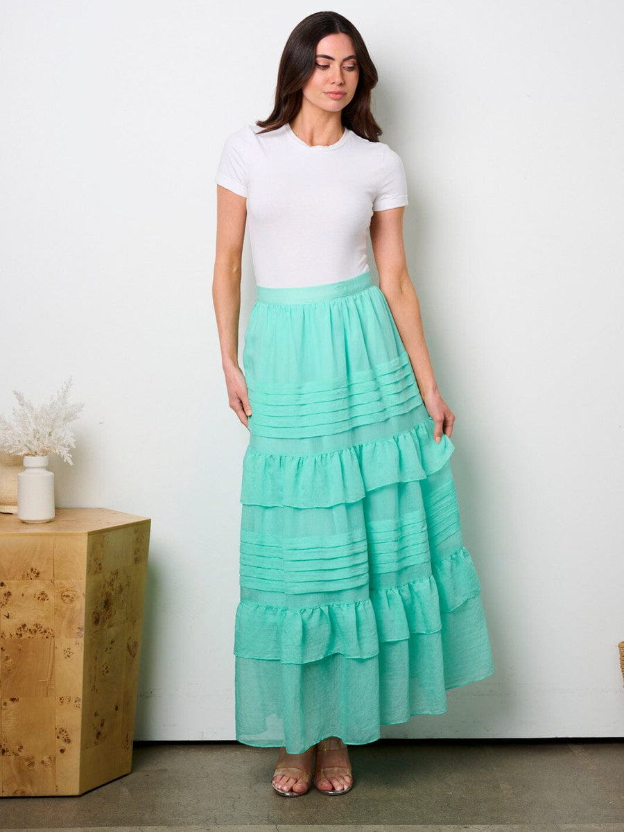 WOMEN'S ZIP UP TIERED RUFFLE MAXI SKIRT – Wholesalefashiontrends.com