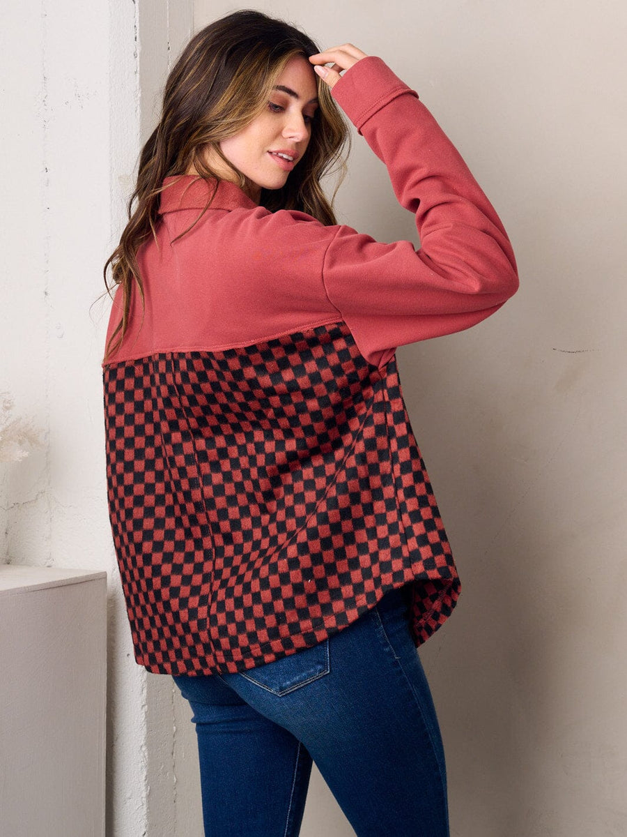 WOMEN'S LONG SLEEVE BUTTON UP CHECKERS JACKET – Wholesalefashiontrends.com