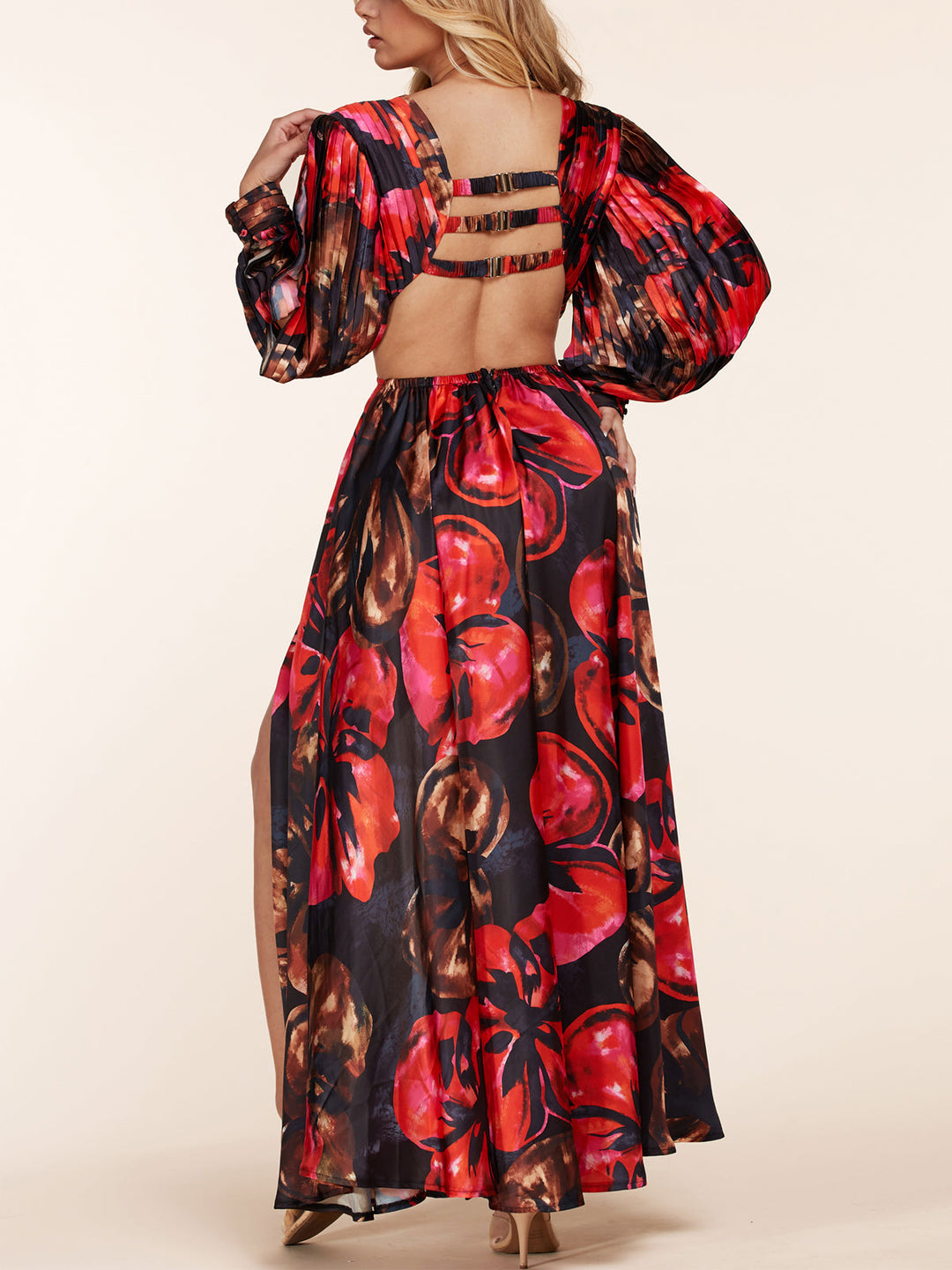 WOMEN'S LONG CUT OUT SLEEVE V-NECK MAXI DRESS – Wholesalefashiontrends.com