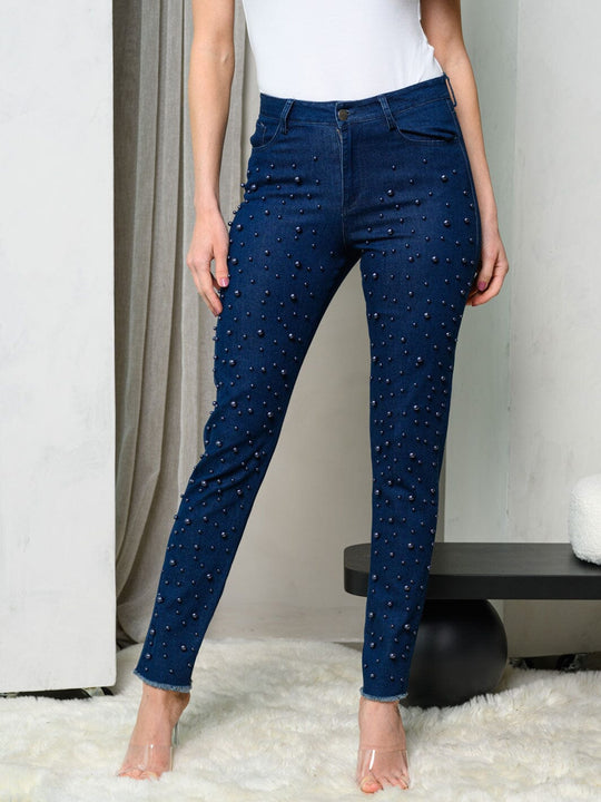 WOMEN'S BEAD SKINNY DENIM PANTS – Wholesalefashiontrends.com