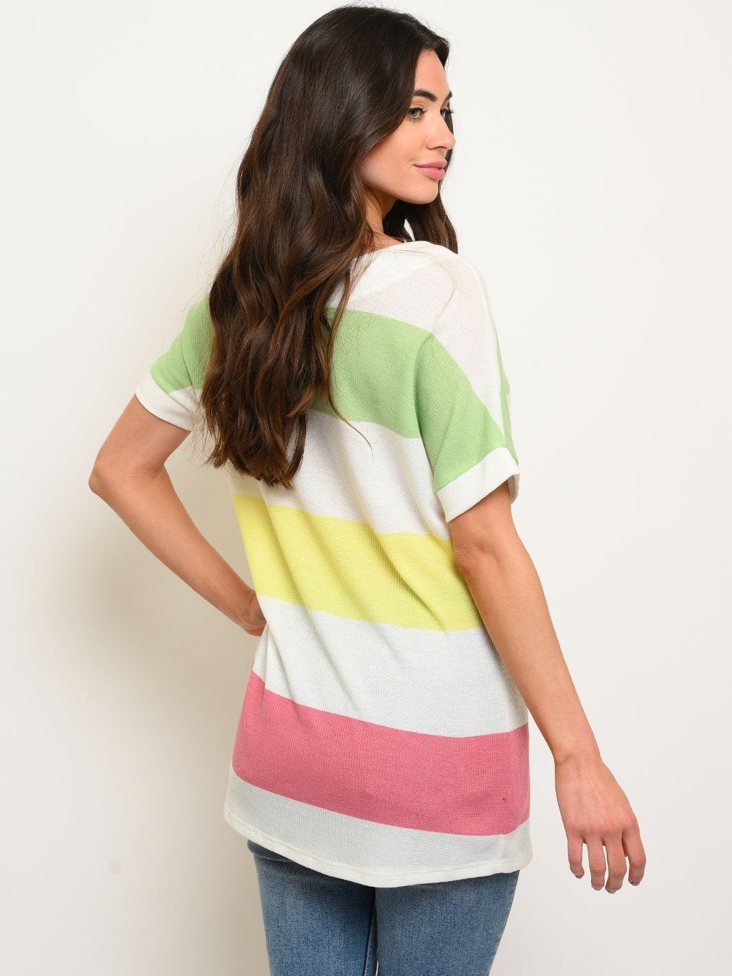 WOMEN'S THERMO STRIPE MULTICOLOR V-NECK BAND TOP ...