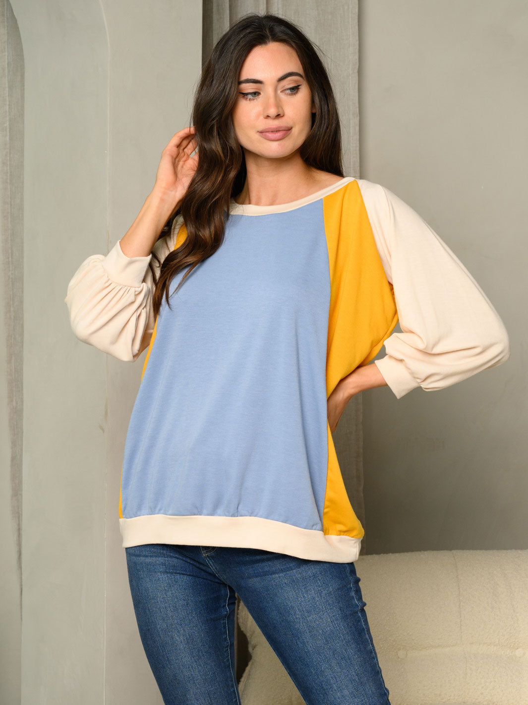 WOMEN'S LONG SLEEVE COLORBLOCK TUNIC TOP – Wholesalefashiontrends.com