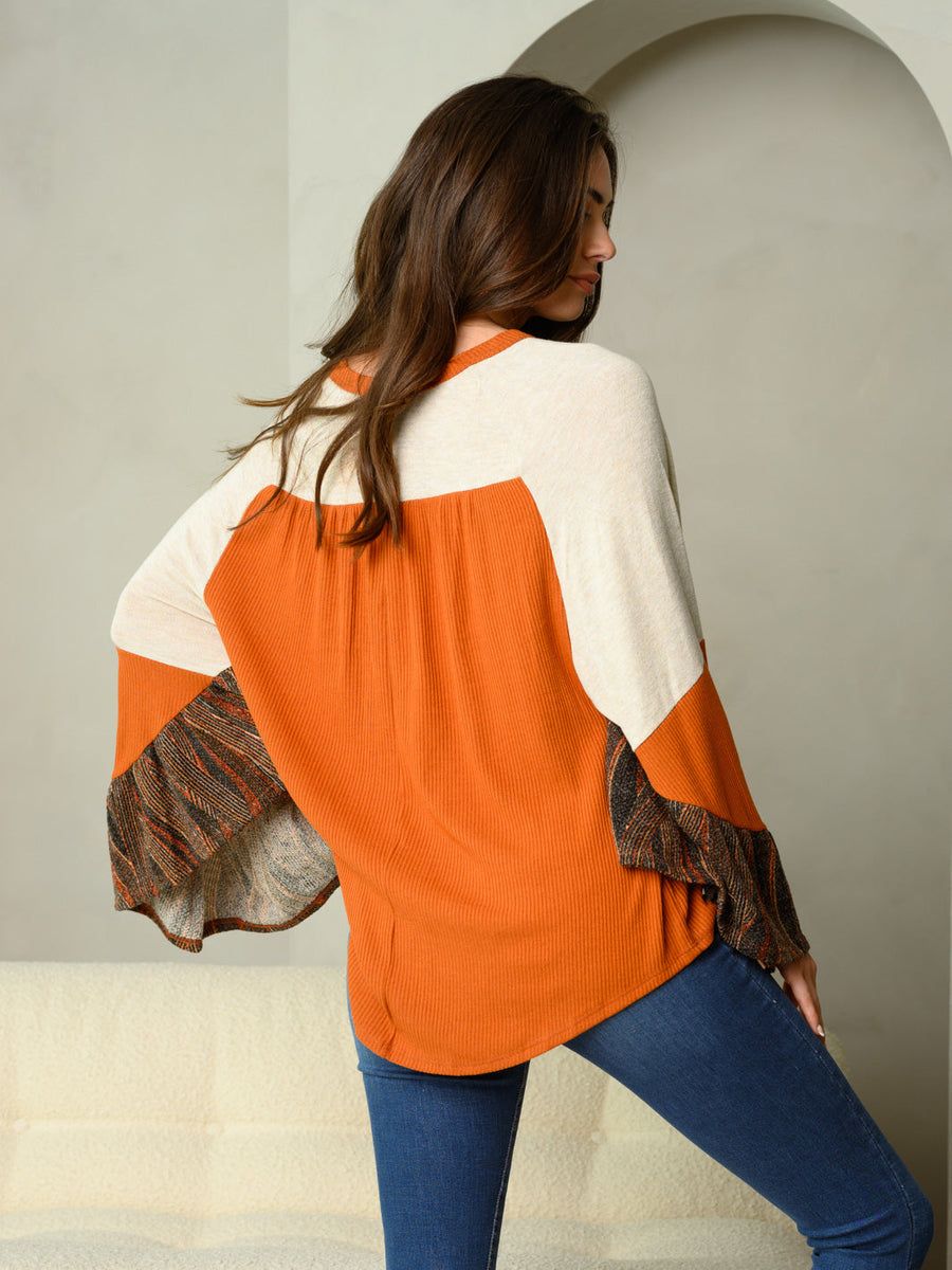 WOMEN'S LONG BELL SLEEVE COLORBLOCK TUNIC TOP – Wholesalefashiontrends.com