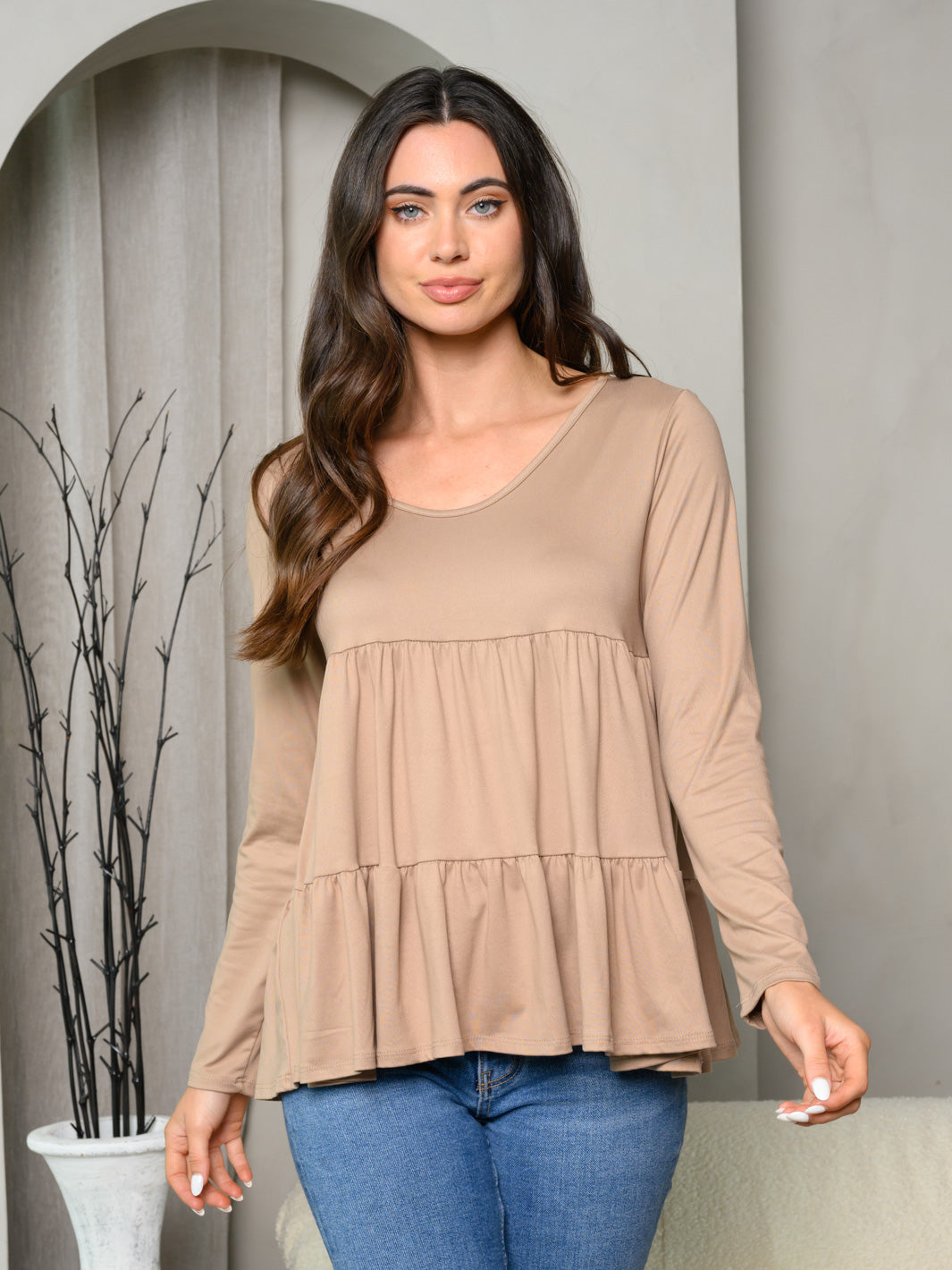 WOMEN'S LONG SLEEVE LAYERED RUFFLE TOP – Wholesalefashiontrends.com