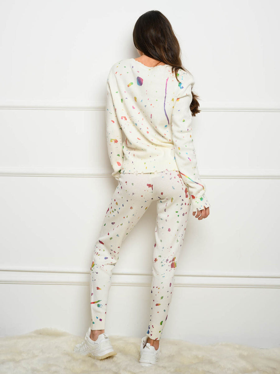 WOMEN'S LONG SLEEVE PAINT SPLATTER SWEATER – Wholesalefashiontrends.com